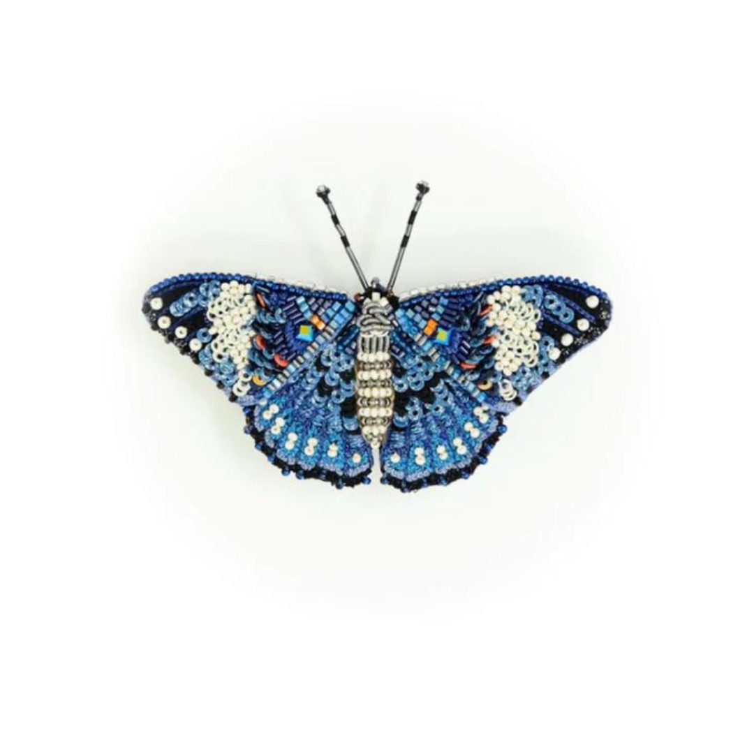 Broche - Blue Calico Cracker Butterfly Brooch Pin – plint.dk
