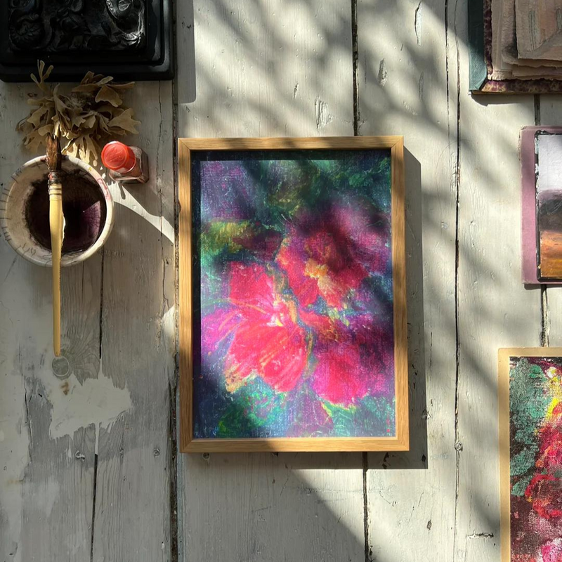 Plakat 'Floating Flowers' A4 – plint.dk